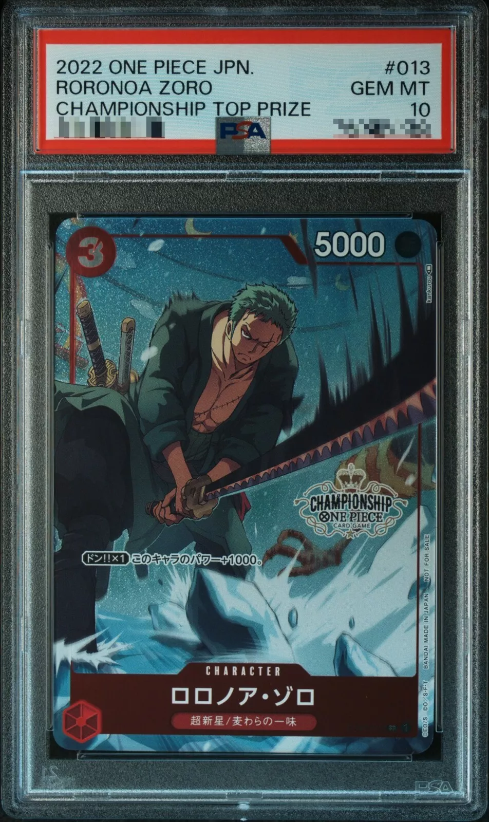 PSA 10 Roronoa Zoro Championship TOP PRIZE ST01-013 ONE PIECE Card ...
